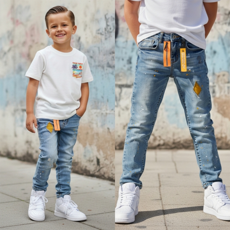Icon Paint Splash Jeans jongens | Stoere denim jeans 98/104 t/m 158/164